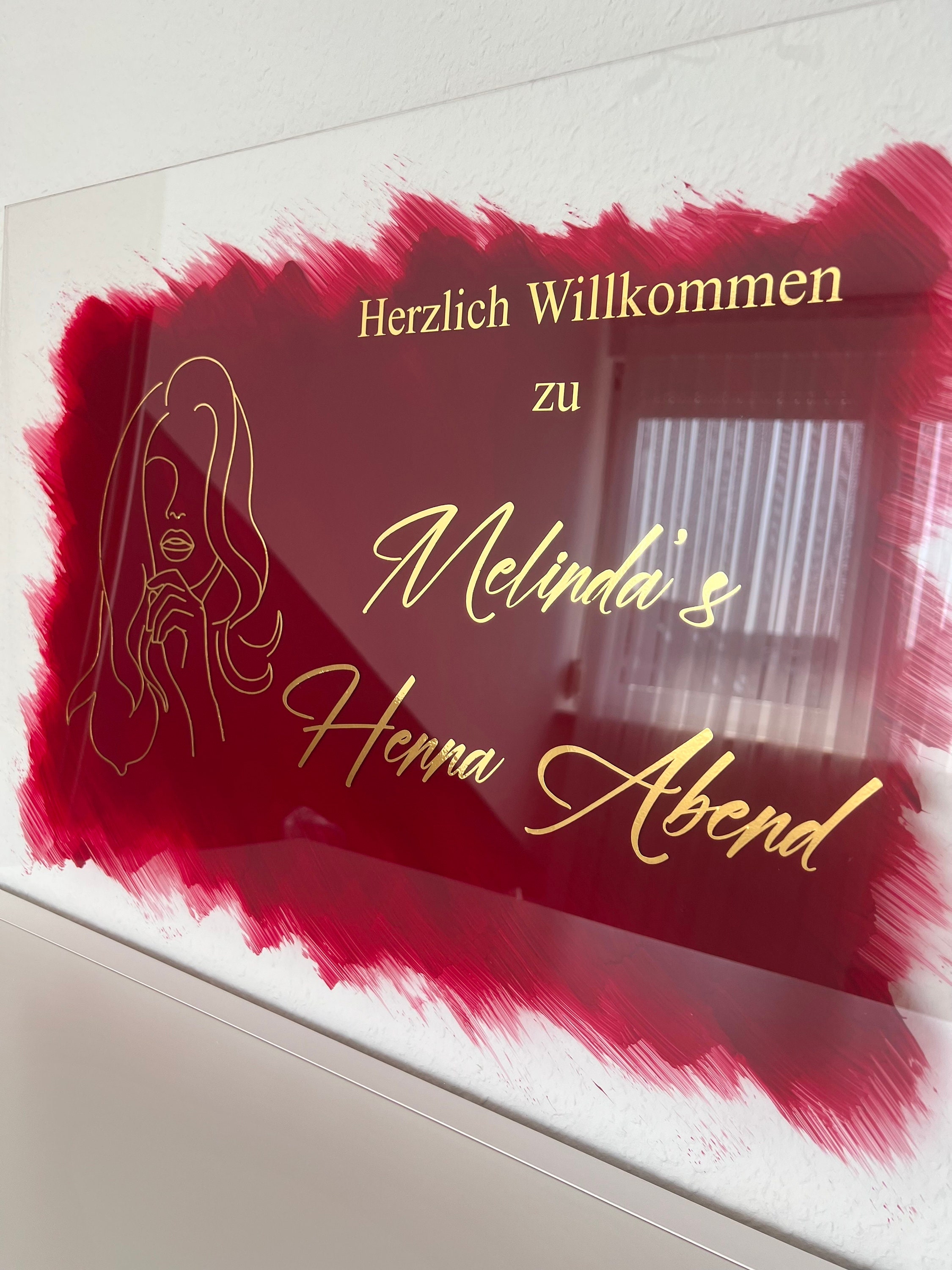 Reception Board With Motif Welcome Sign Acrylic Sign Henna Evening Kina ...