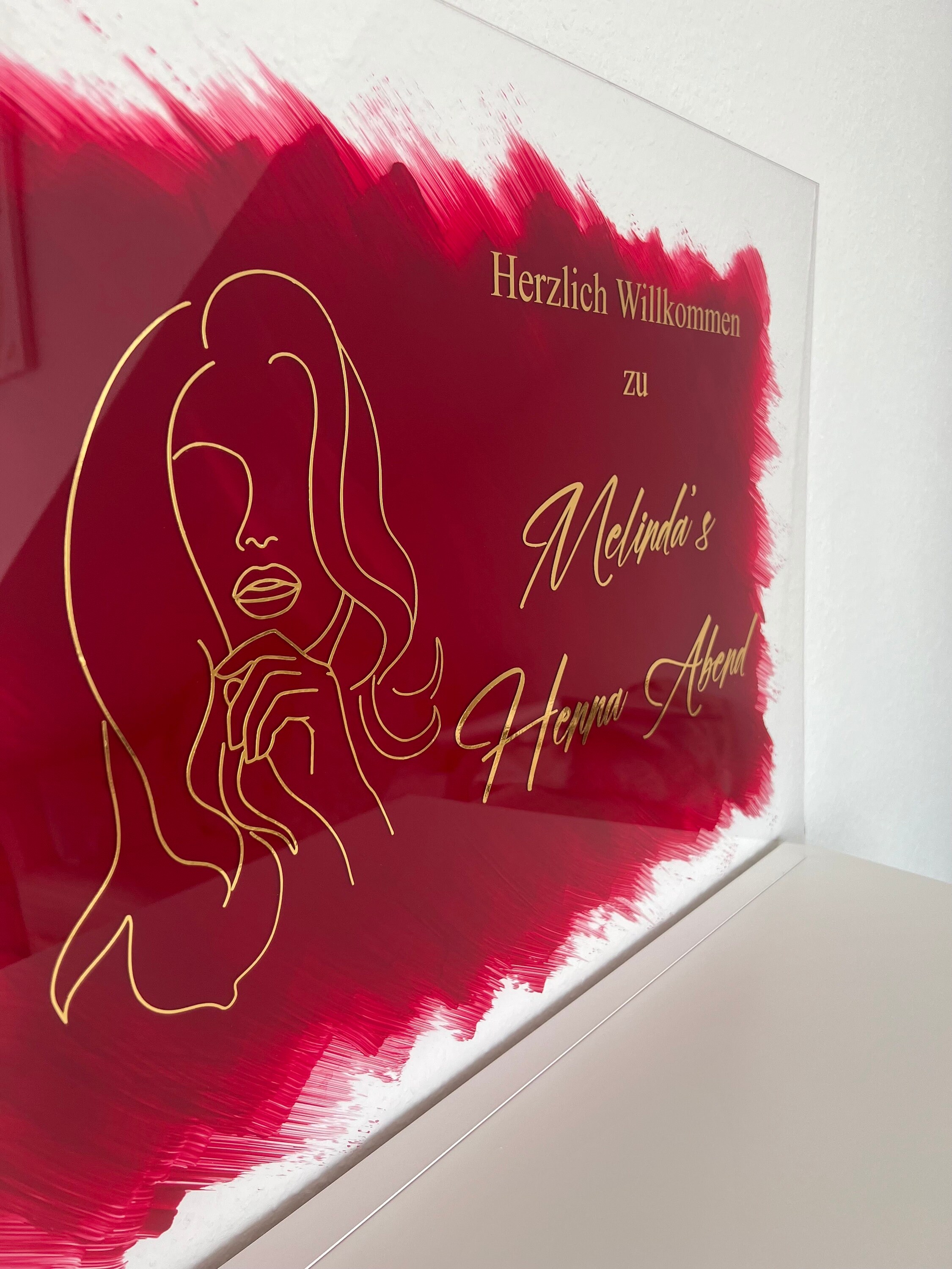 Reception Board With Motif Welcome Sign Acrylic Sign Henna Evening Kina ...