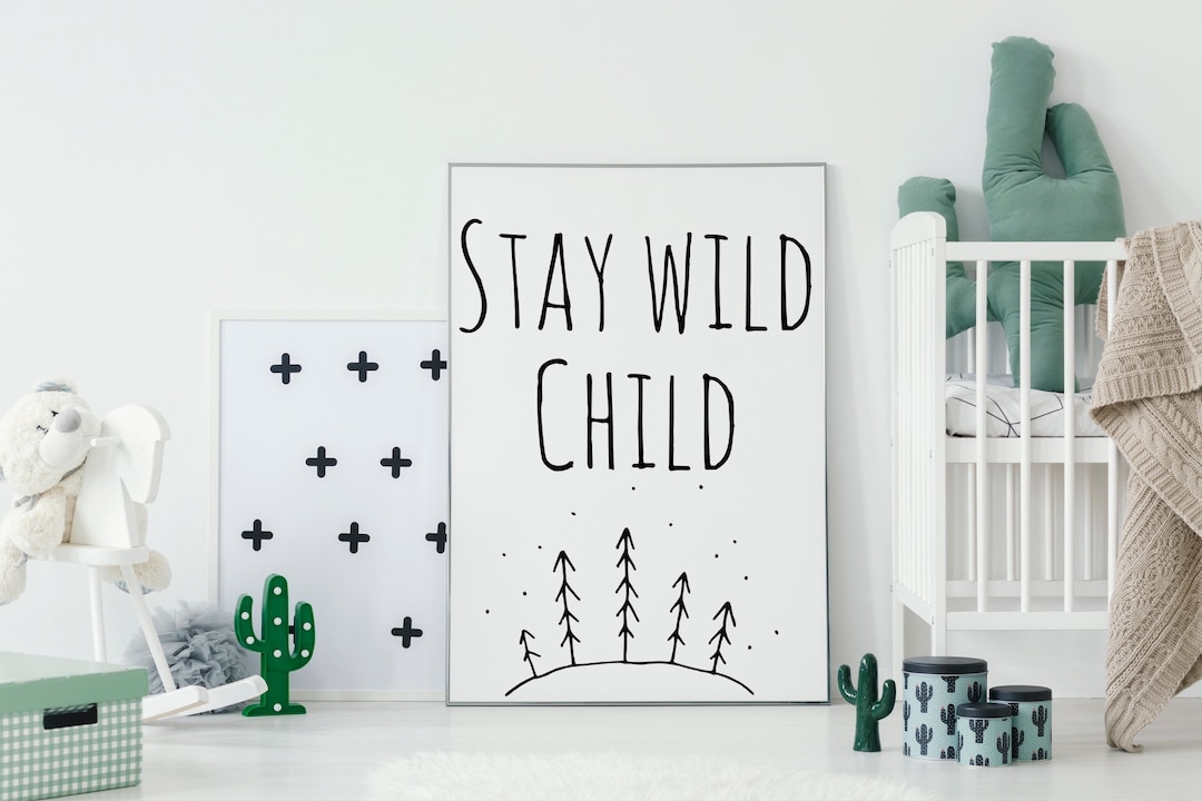 Stay Wild Child Affirmations for Boys Monochrome Boys Black - Etsy