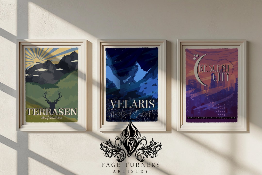 Bookish Set of 3 Fantasy Series Prints, Gifts for Book Lover, Book ...