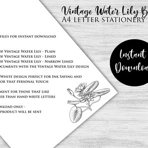 Water Lily Black and White A4 Writing Paper Letter Stationery Printable ...
