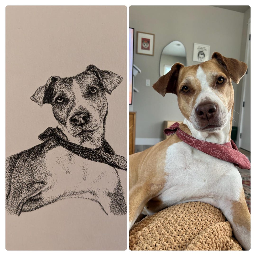 Custom Stipple Artwork, Stippling Portrait, Unique Gifts, Pet Portrait ...