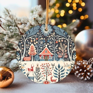 Winter Folk Art Christmas Tree Decor Hygge Christmas Scandinavian Folk ...