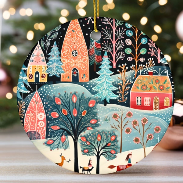 Winter Folk Art Christmas Tree Decor Hygge Christmas Scandinavian Folk ...