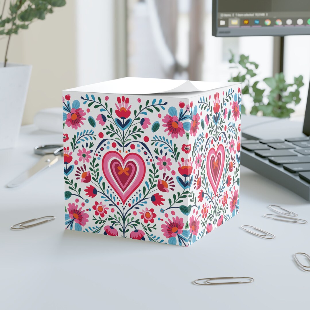Amore Note Cube Office Warming Gift, Italian Decorative Floral Desk ...