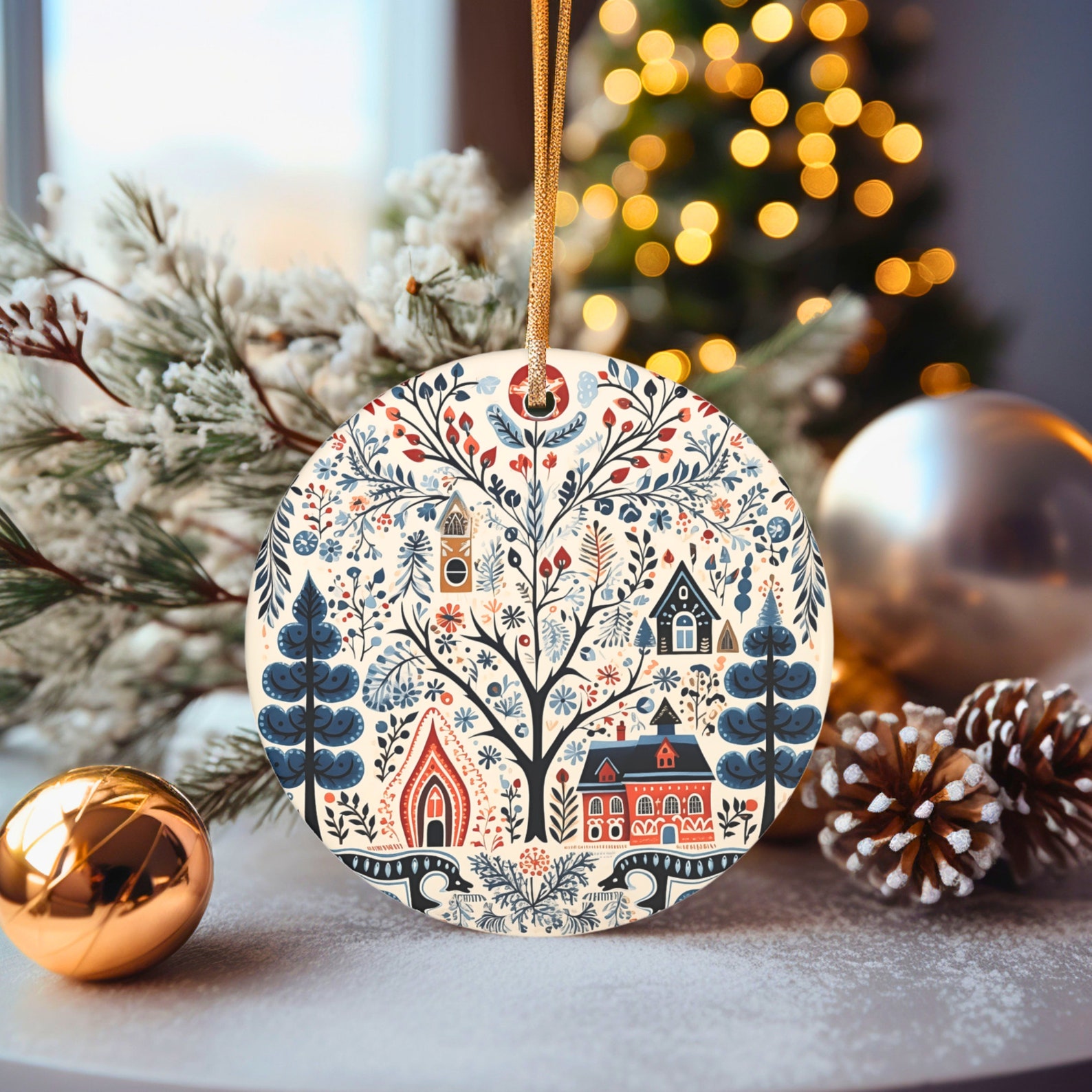 Winter Folk Art Christmas Tree Decor Hygge Christmas Scandinavian Folk ...