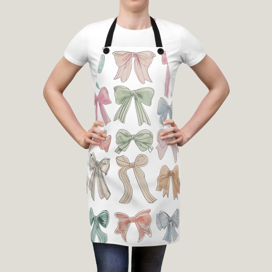 Coquette Bow Apron Cute Kitchen Cooking Chef Valentine's Gift Retro ...