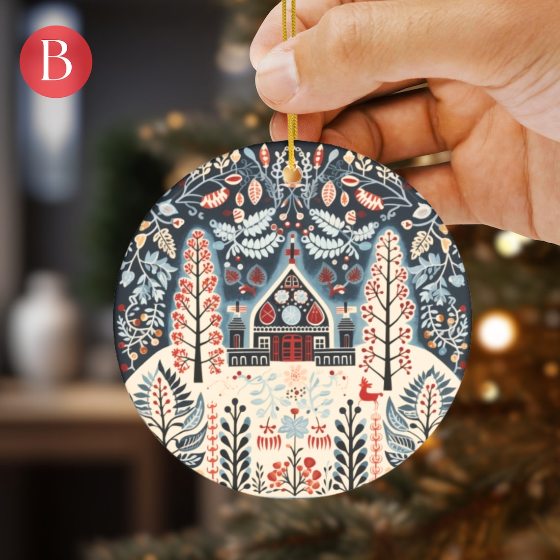 Winter Folk Art Christmas Tree Decor Hygge Christmas Scandinavian Folk ...