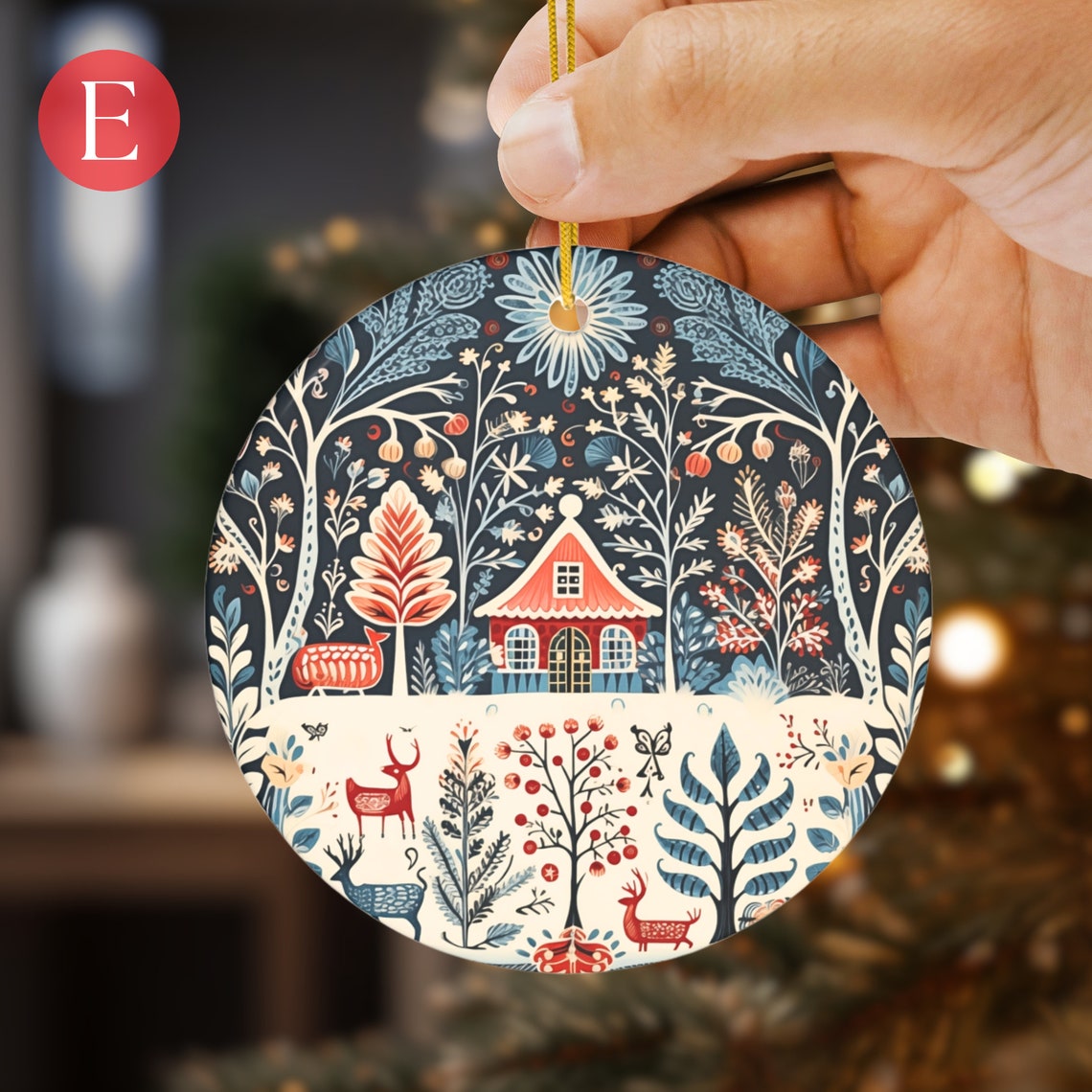 Winter Folk Art Christmas Tree Decor Hygge Christmas Scandinavian Folk ...
