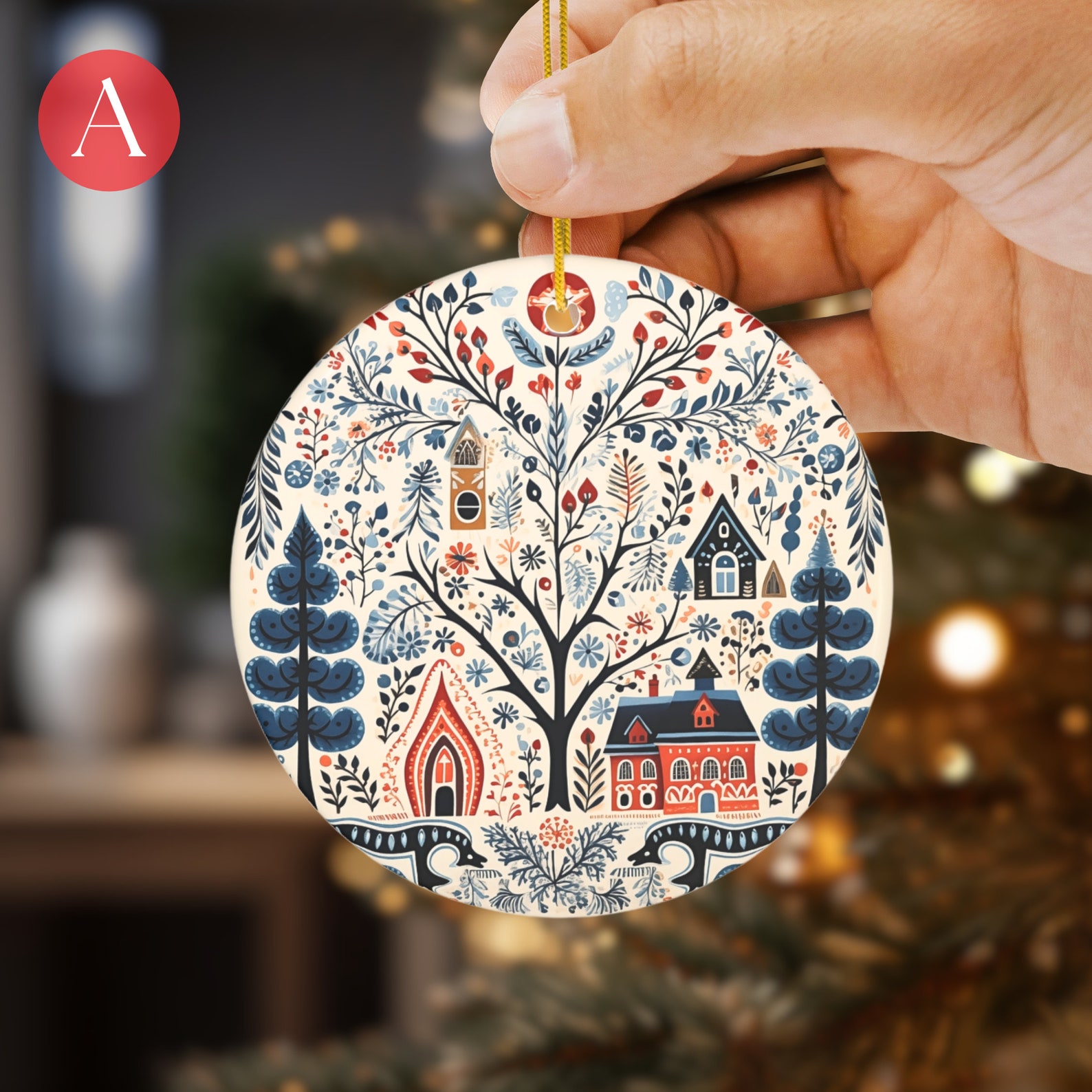 Winter Folk Art Christmas Tree Decor Hygge Christmas Scandinavian Folk ...