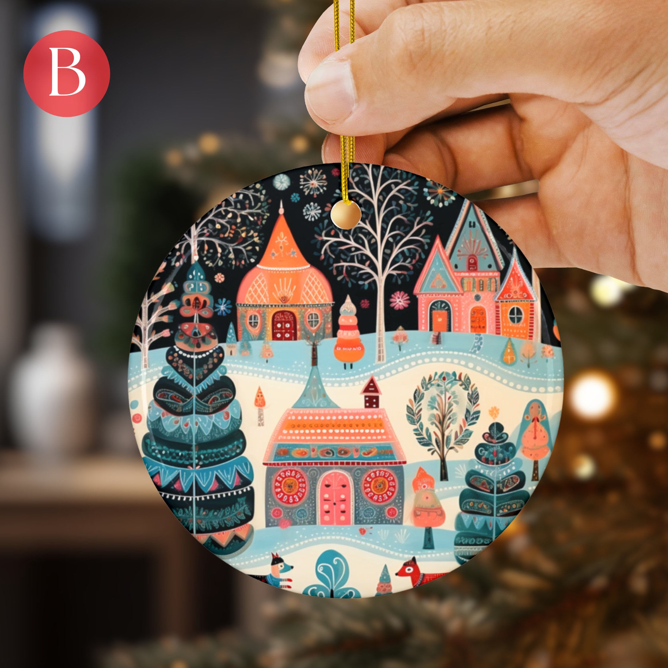 Winter Folk Art Hygge Christmas Folk Art Christmas Gift Nordic Ornament ...