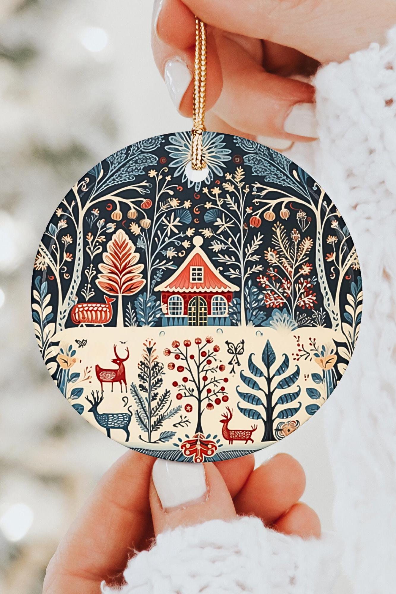 Winter Folk Art Christmas Tree Decor Hygge Christmas Scandinavian Folk ...