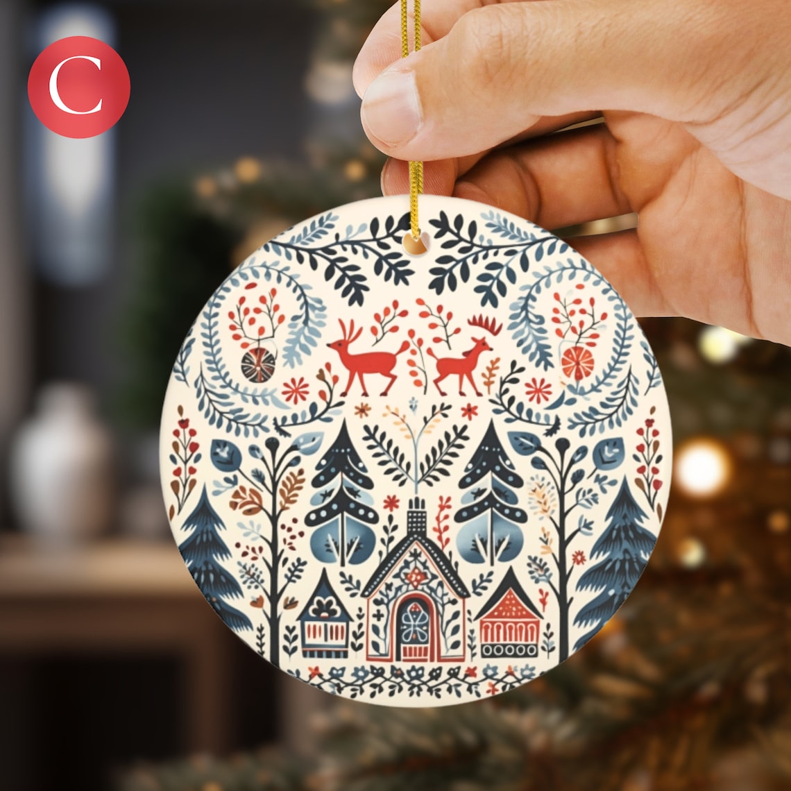 Winter Folk Art Christmas Tree Decor Hygge Christmas Scandinavian Folk ...