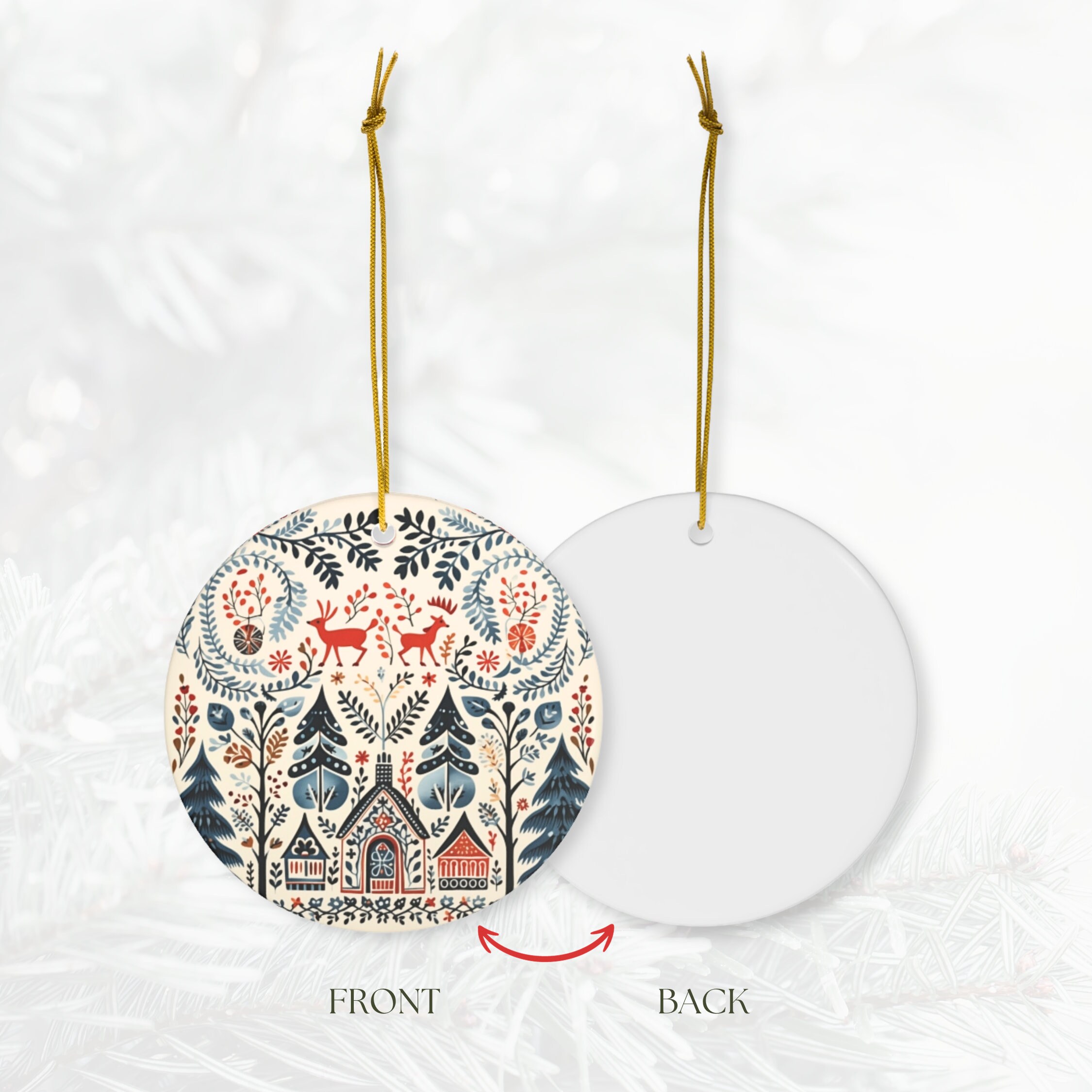 Winter Folk Art Christmas Tree Decor Hygge Christmas Scandinavian Folk ...