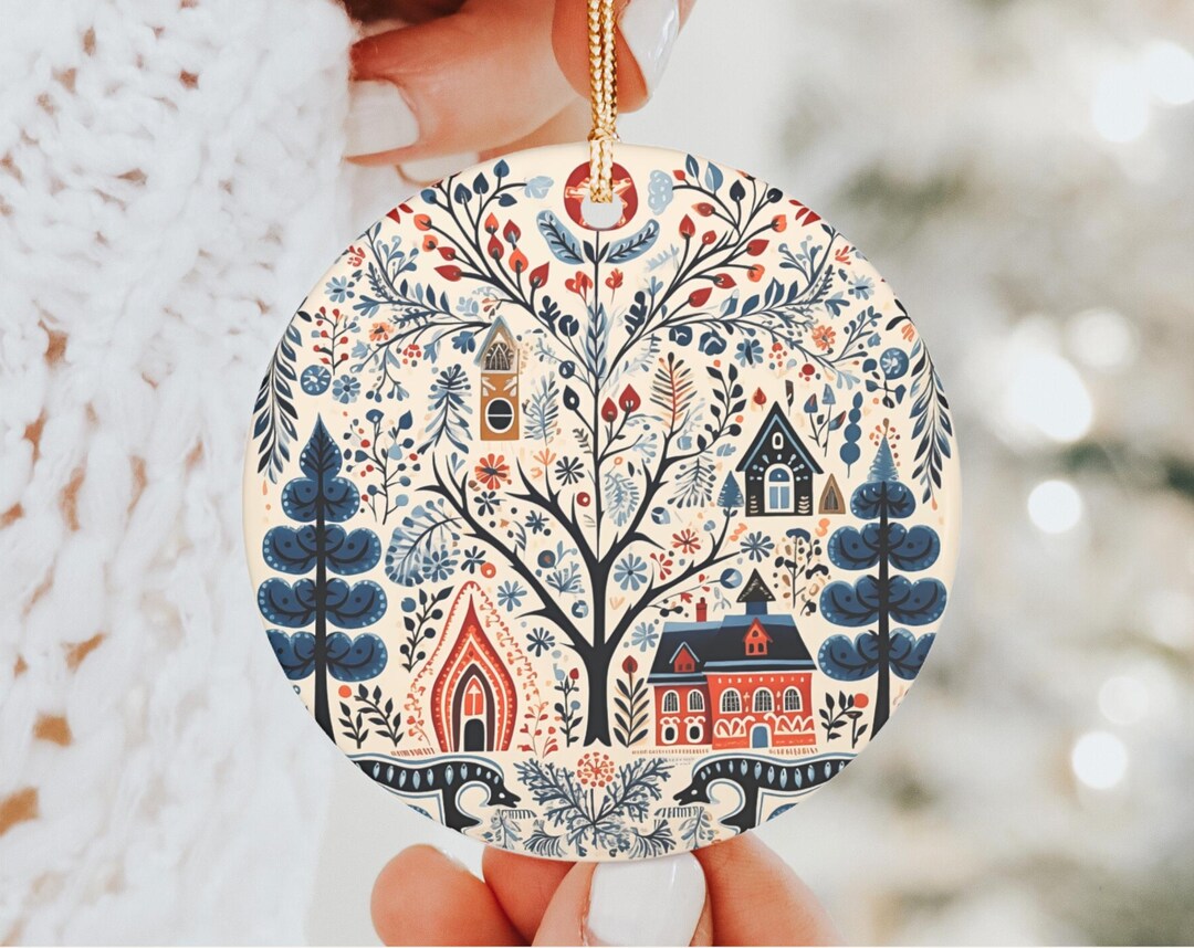 Winter Folk Art Christmas Tree Decor Hygge Christmas Scandinavian Folk ...