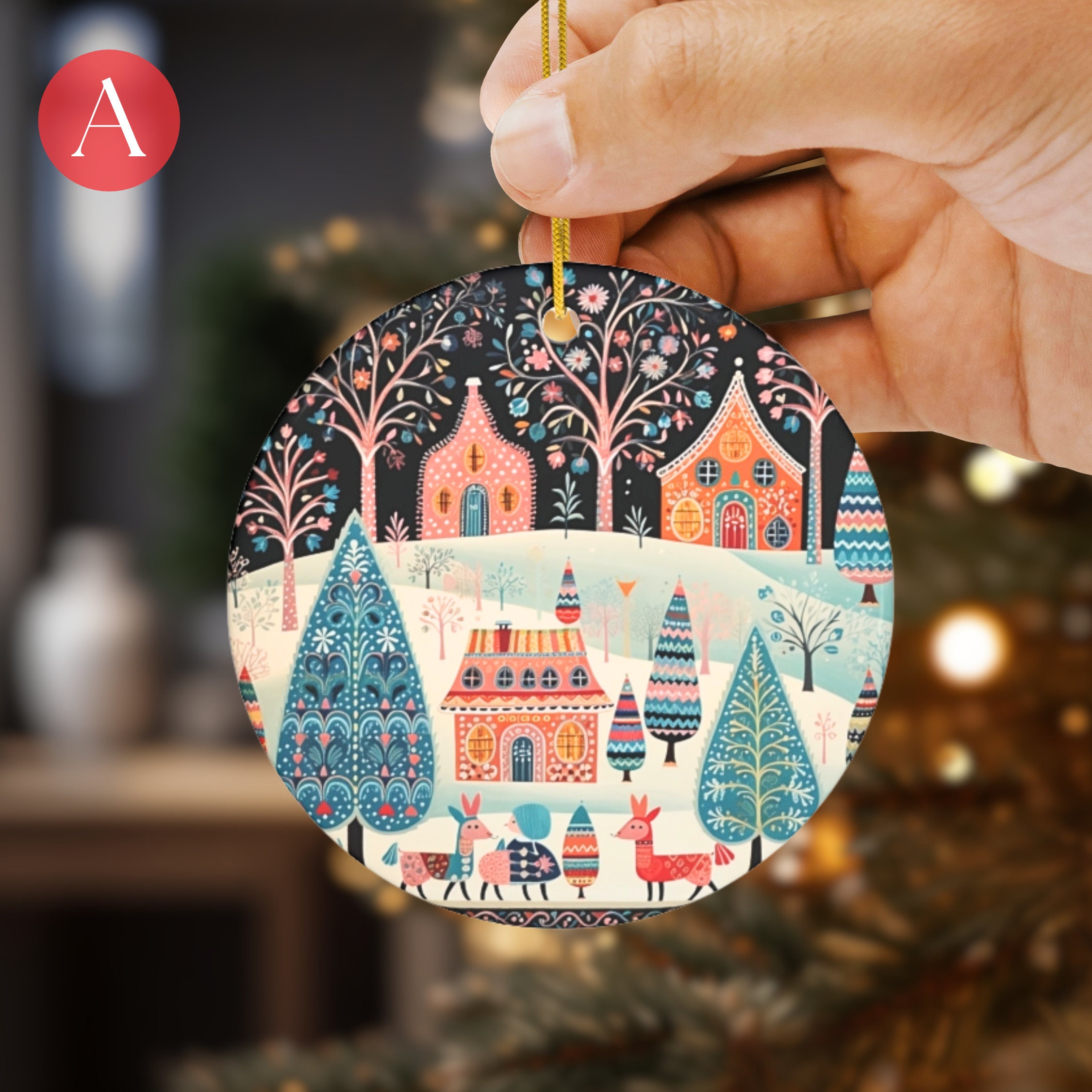 Winter Folk Art Hygge Christmas Folk Art Christmas Gift Nordic Ornament ...