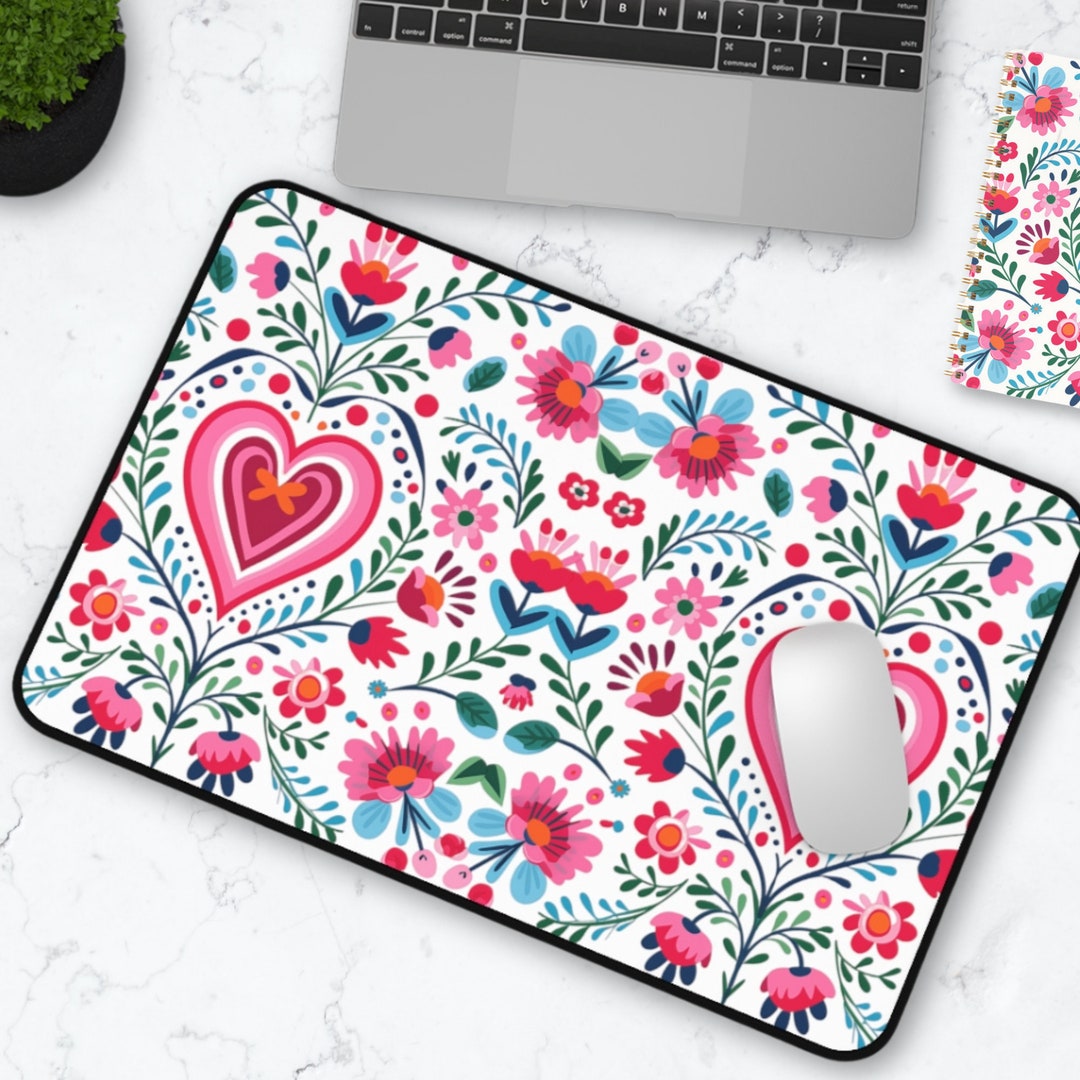 Flower Desk Mat Desk Decor Floral Large Keyboard Pad Nature Desk Decor ...