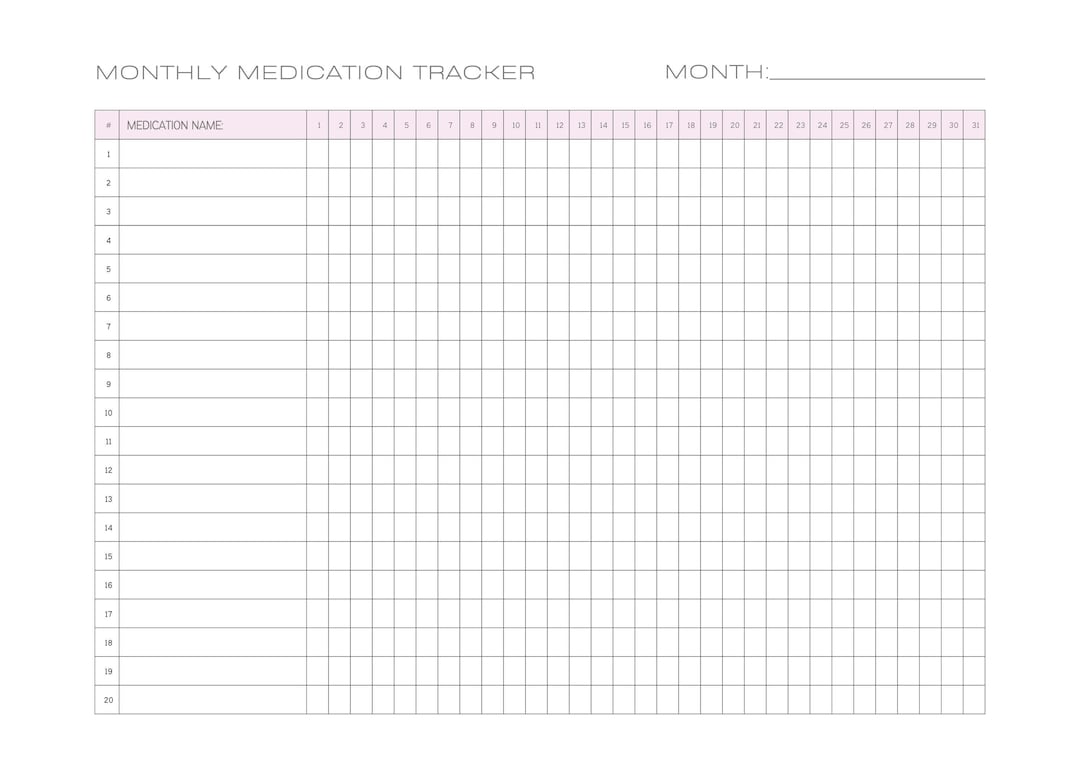 Monthly Medication Tracker Template, Instant Download Printable Tracker ...