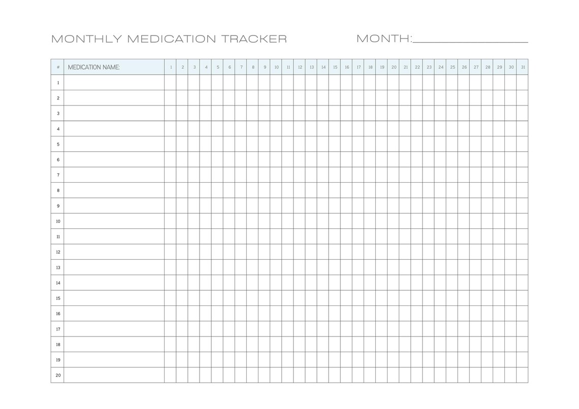 Monthly Medication Tracker Template, Instant Download Printable Tracker ...