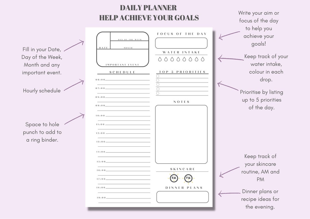 Daily Early Bird Planner Printable, A5 and A4 Daily Planner, Digital ...