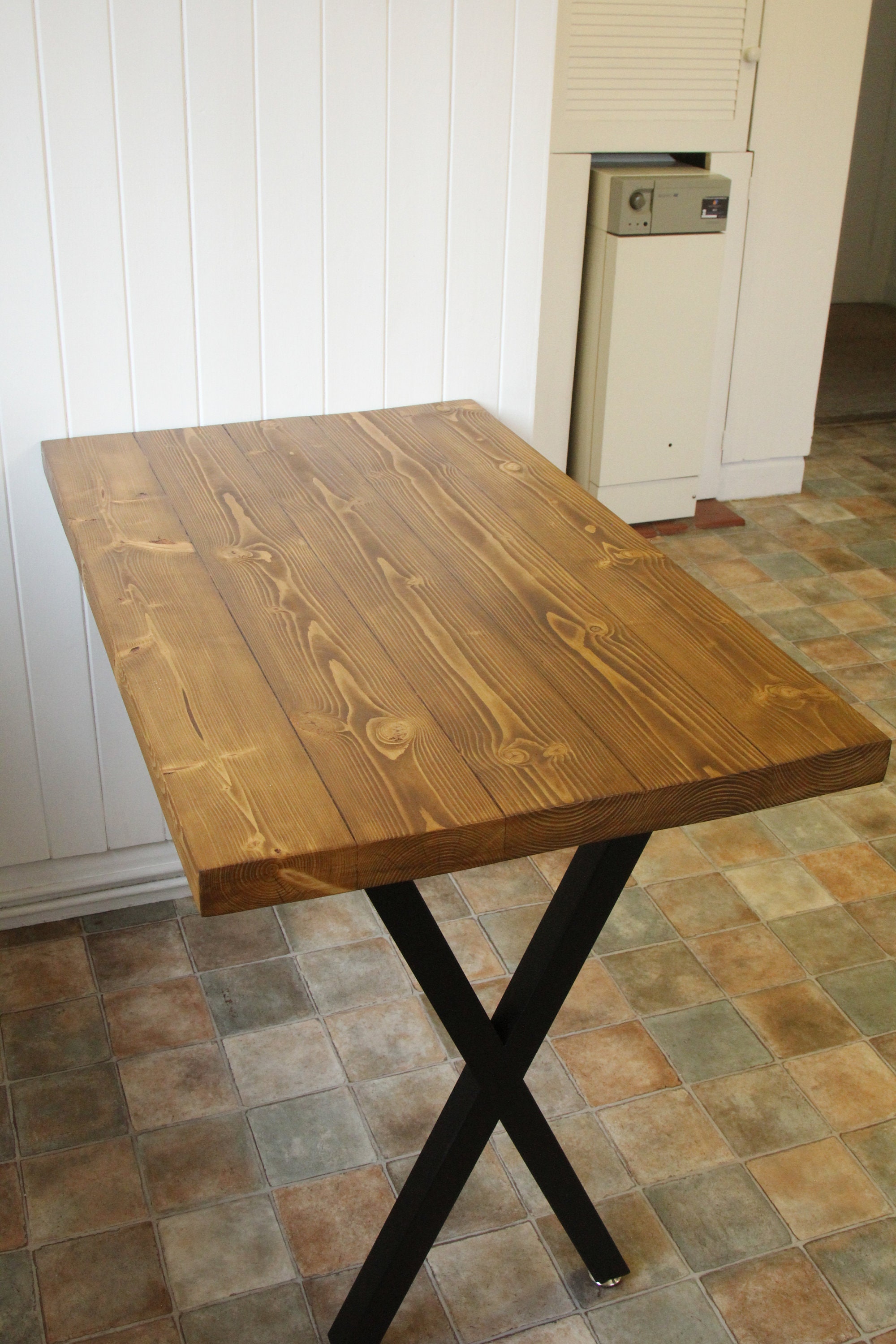 Rustic Wooden Breakfast Bar Industrial Style Table Oak Effect - Etsy UK