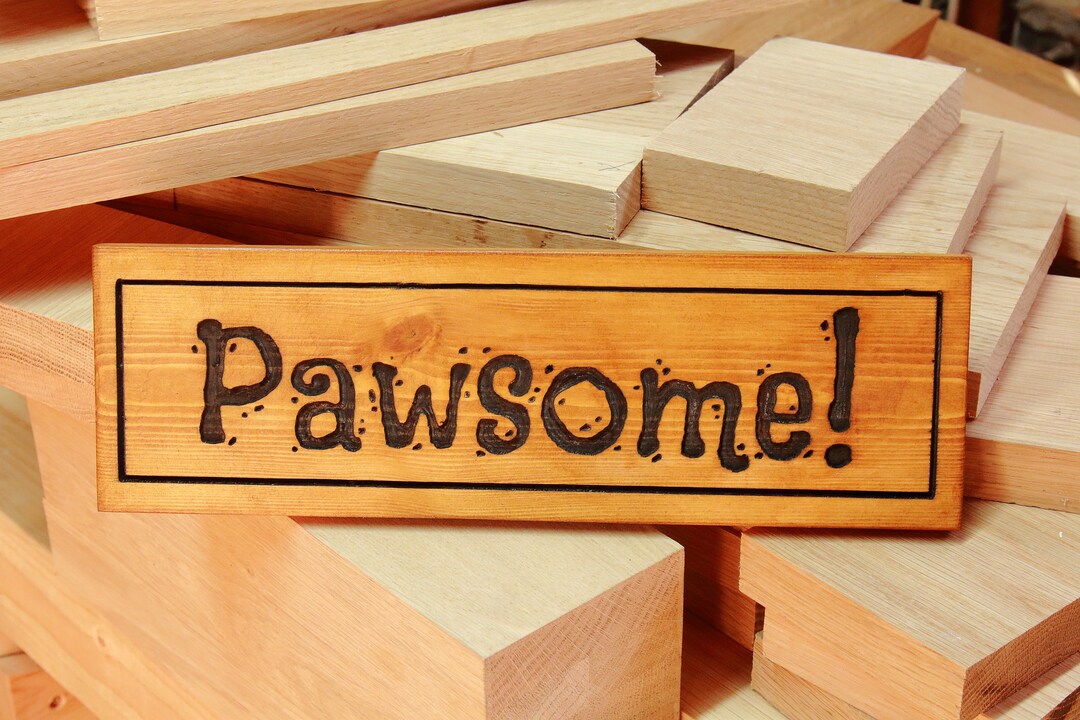 Pawsome Personalised Wooden Sign Rustic Name Tag Distressed - Etsy