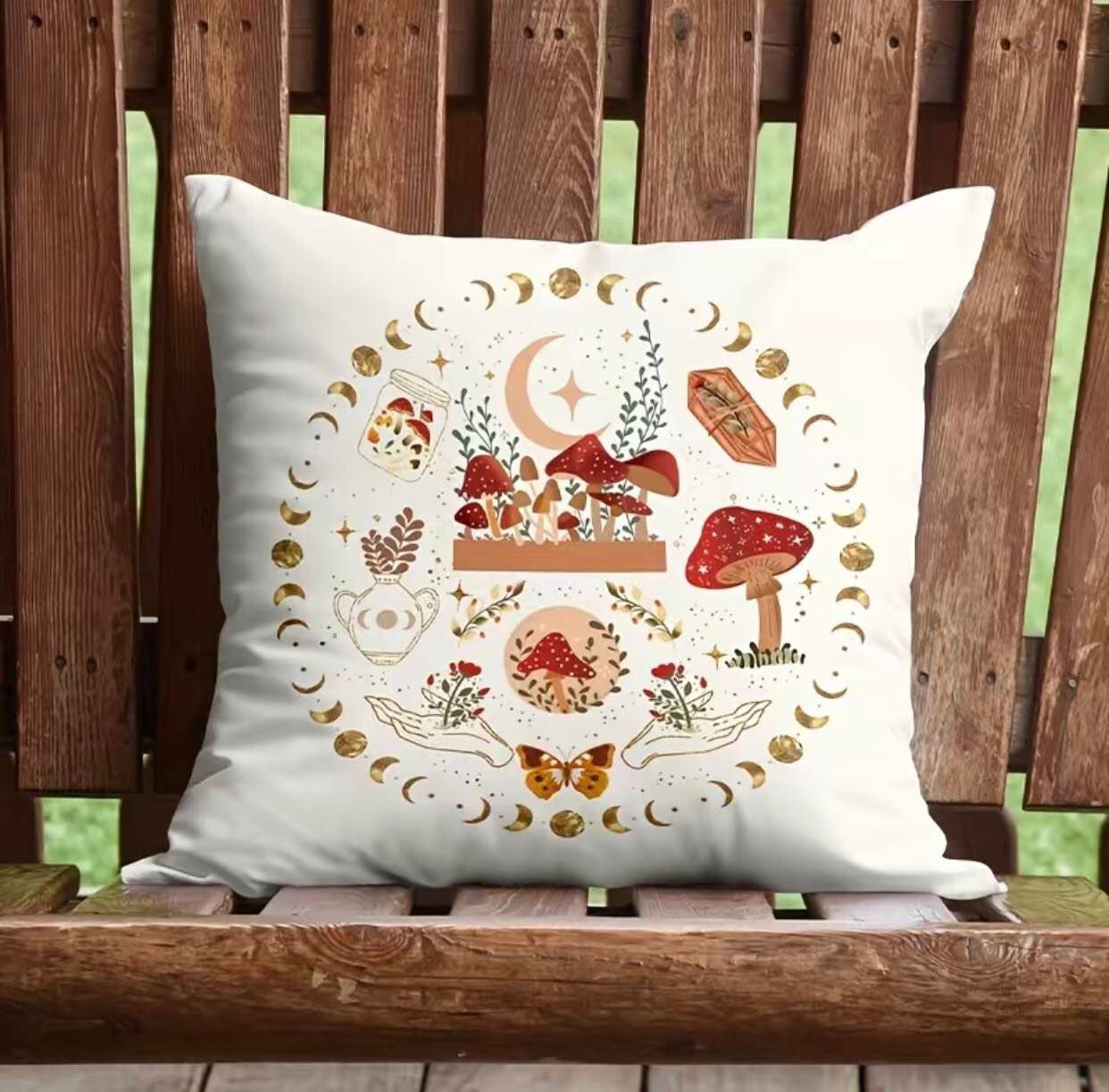 Cottagecore Mushroom, Moon Phases Throw Pillow - Etsy