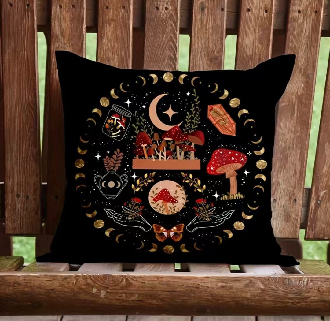 Cottagecore Mushroom, Moon Phases Throw Pillow - Etsy