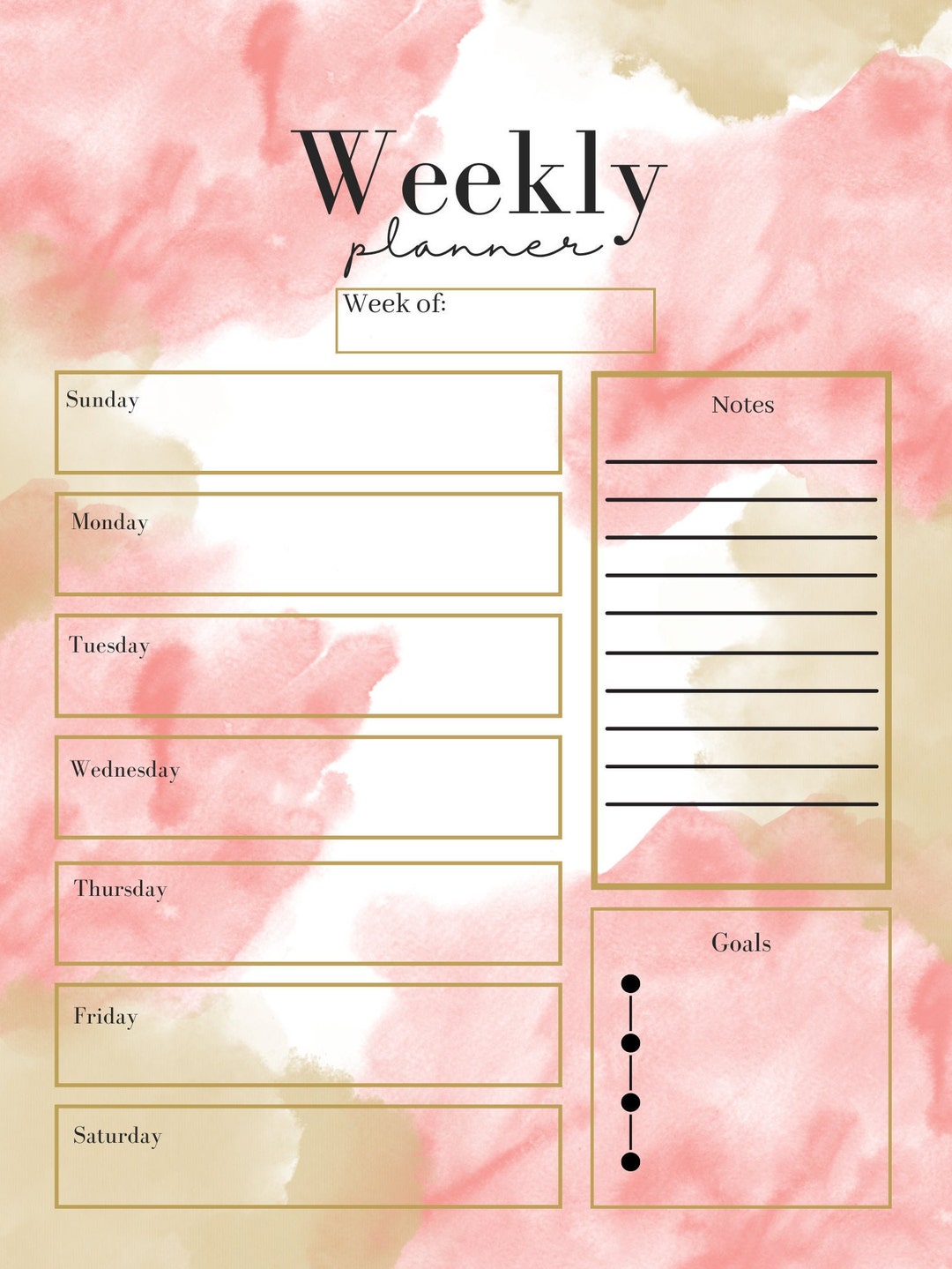 Downloadable Cute Weekly Planner - Etsy
