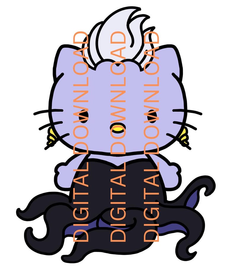 Ursula Sea Witch Kawaii Kitty Mermaid Villian PNG - Etsy
