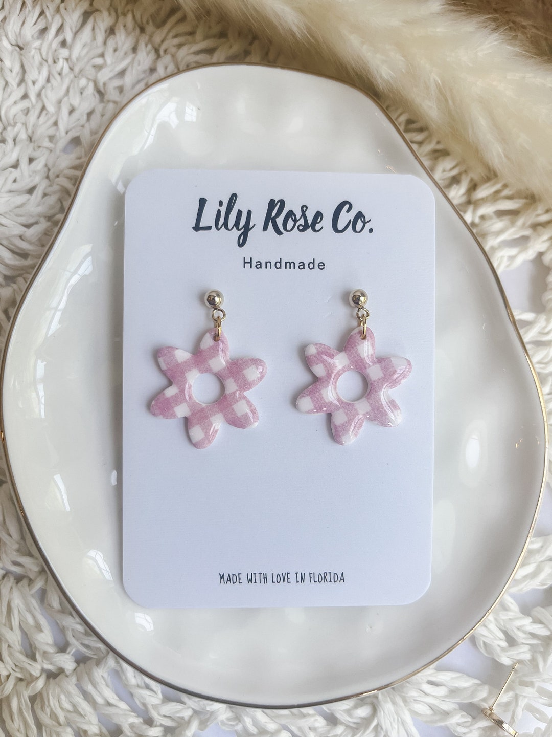 Pink Gingham Flowers - Etsy