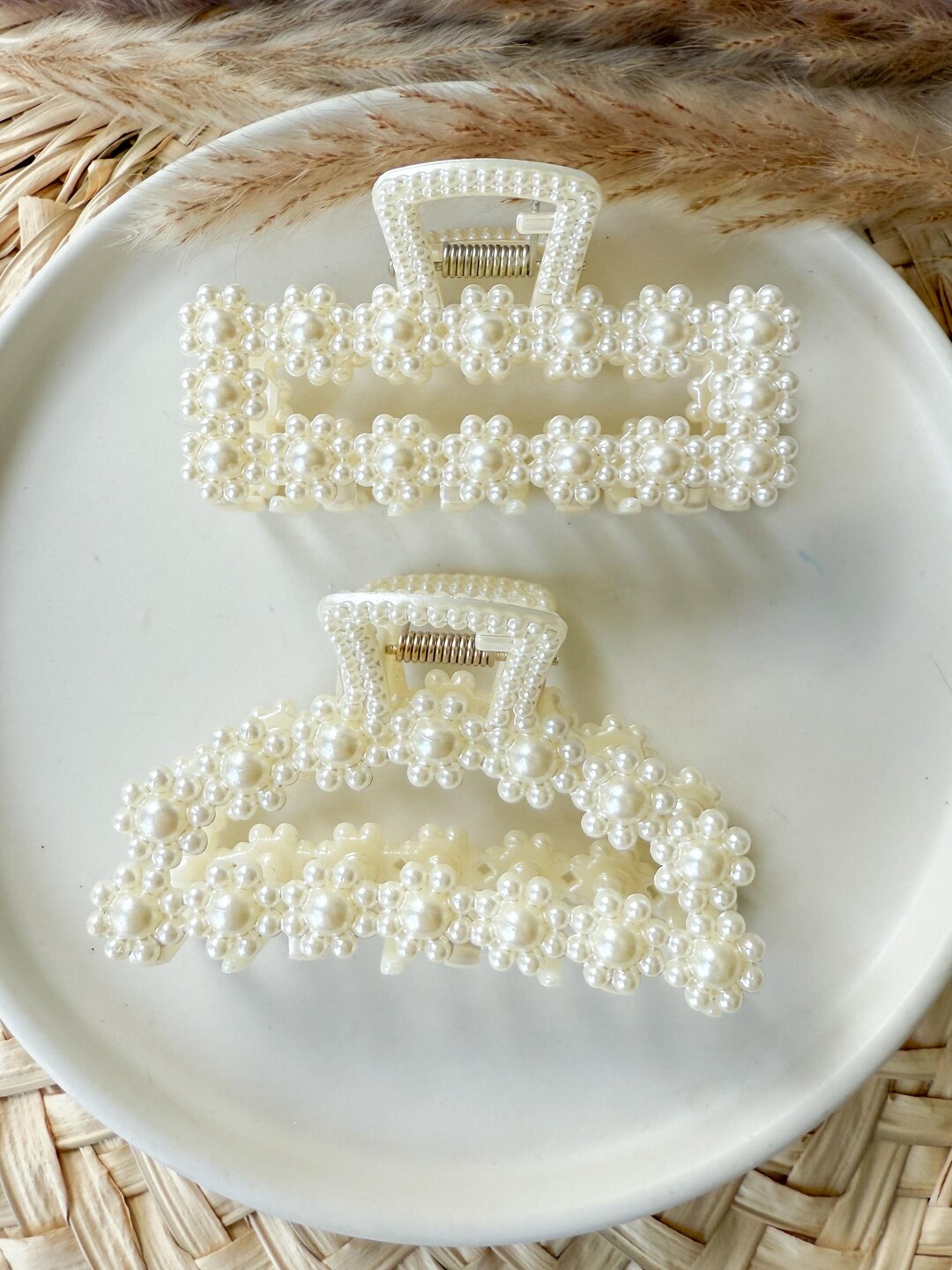 Clay Hair Clips / Pearl Claw Clips / Beach Hair / Wedding Hair - Etsy