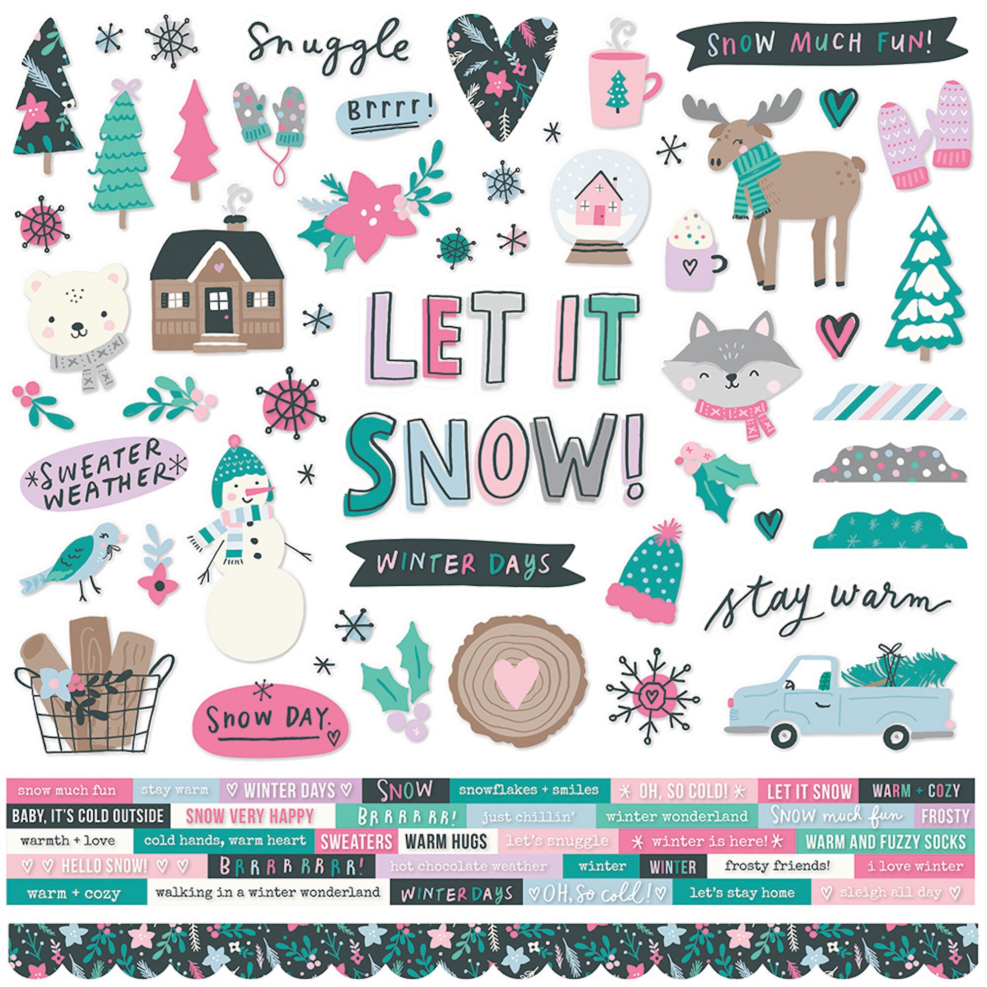 Feeling Frosty Winter Paper Collection – Scrapbook Cardstock Stickers ...