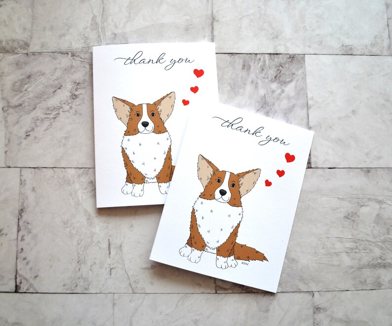 Corgi Thank You Card, Blank - Etsy