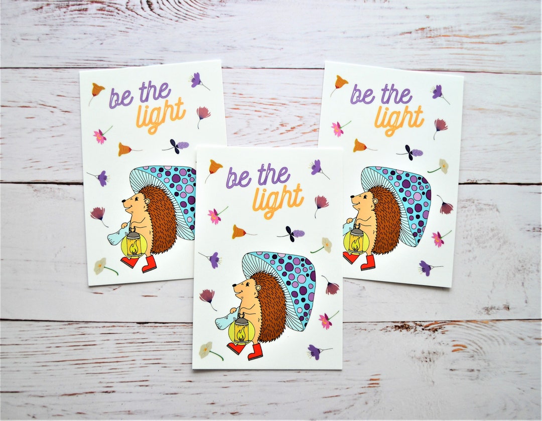 Hedgehog Postcard, Be the Light - Etsy