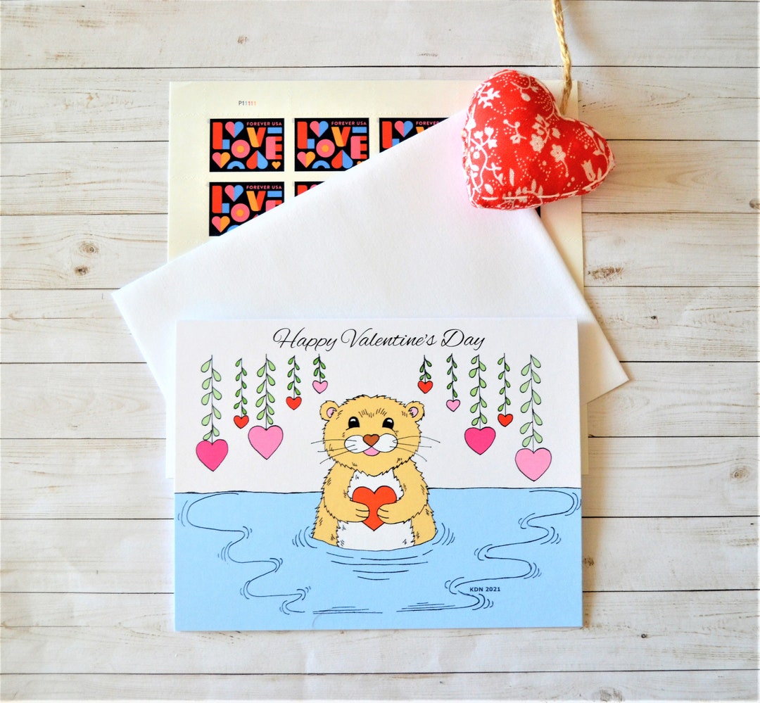 Valentine Card, Happy Valentine's Day, Otter Card, Love, Celebration ...