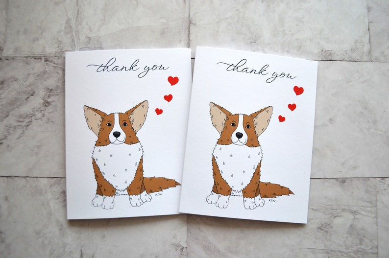 Corgi Thank You Card, Blank - Etsy