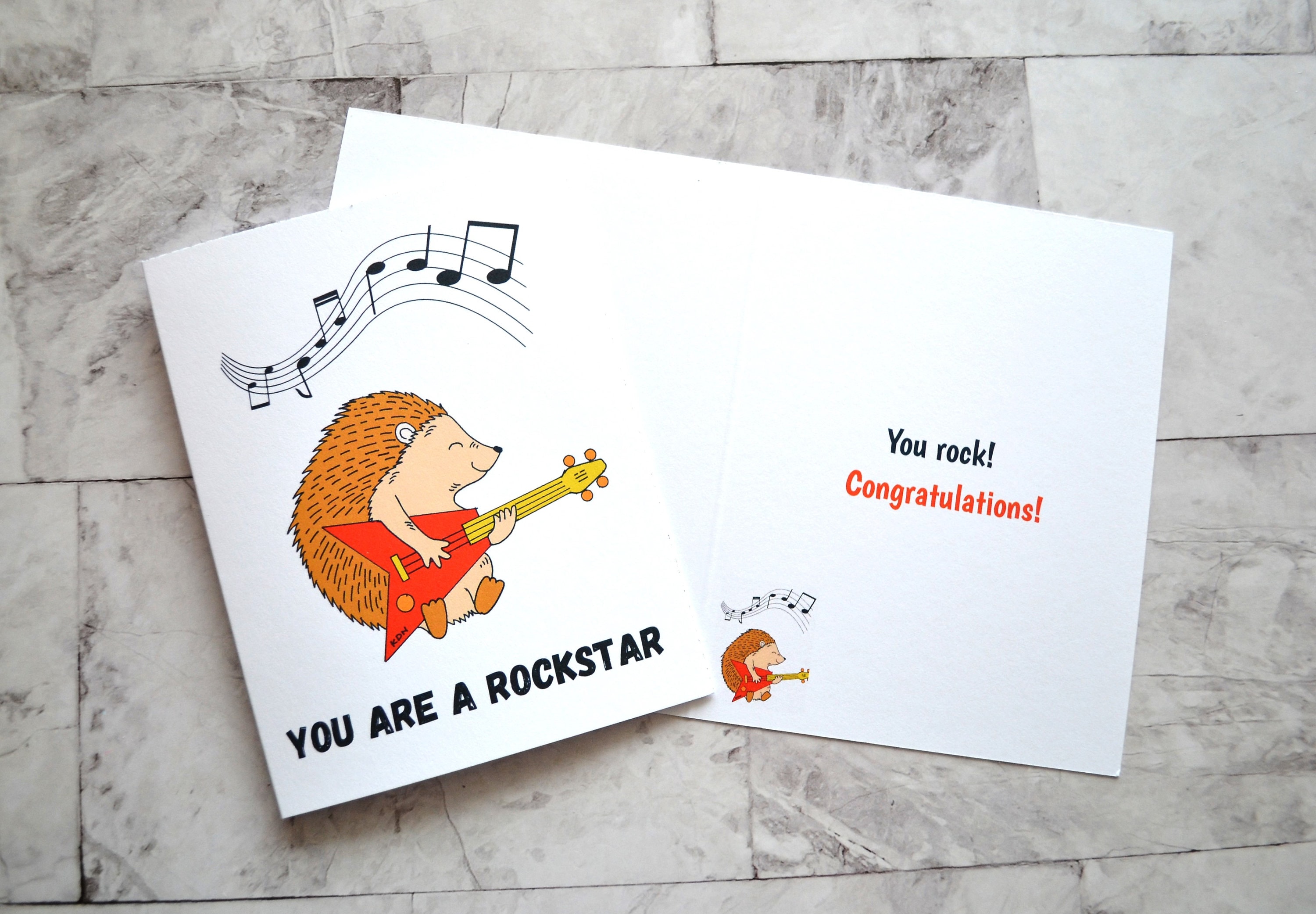You Are A Rockstar Hedgehog Card Congratulations - Etsy