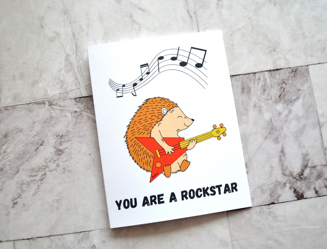 You Are A Rockstar, Hedgehog Card, Congratulations - Etsy