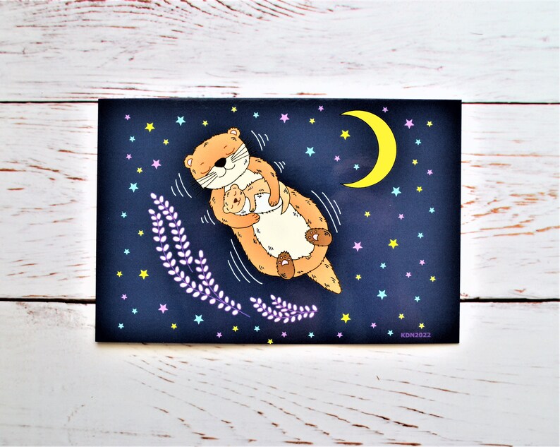 Otter Postcard, Otter Mom and Baby, Mother's Day, Love - Etsy