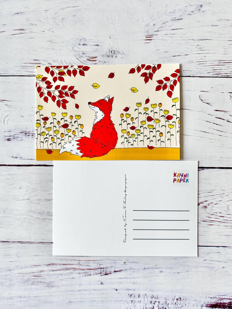 Autumn Fox Postcard - Etsy