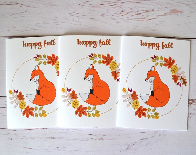 Fox Notecard, Happy Fall, Autumn Card - Etsy