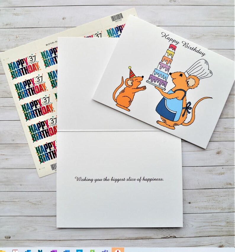 Happy Birthday Card Cake Birthday Card Mouse With Cake - Etsy