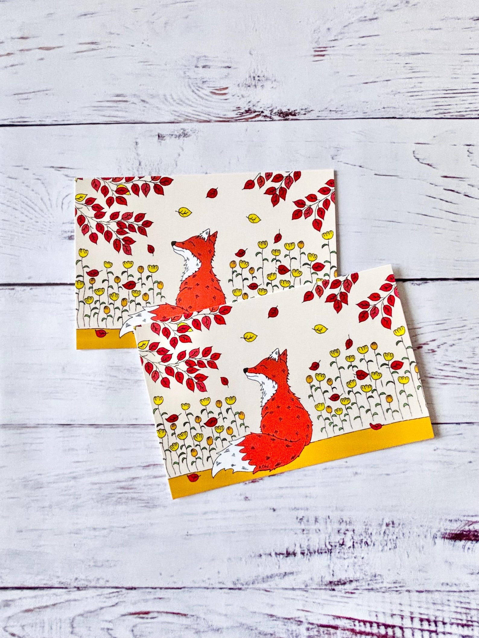 Autumn Fox Postcard - Etsy
