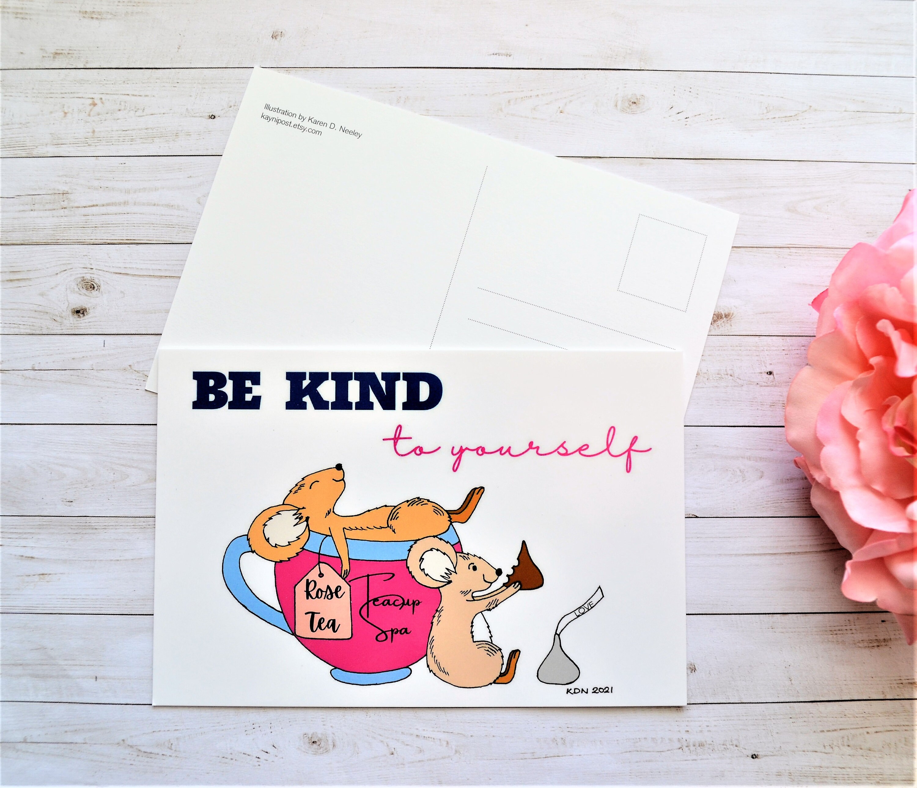 Whimsical Mice Postcard, Illustrated Teacup Mice - Etsy