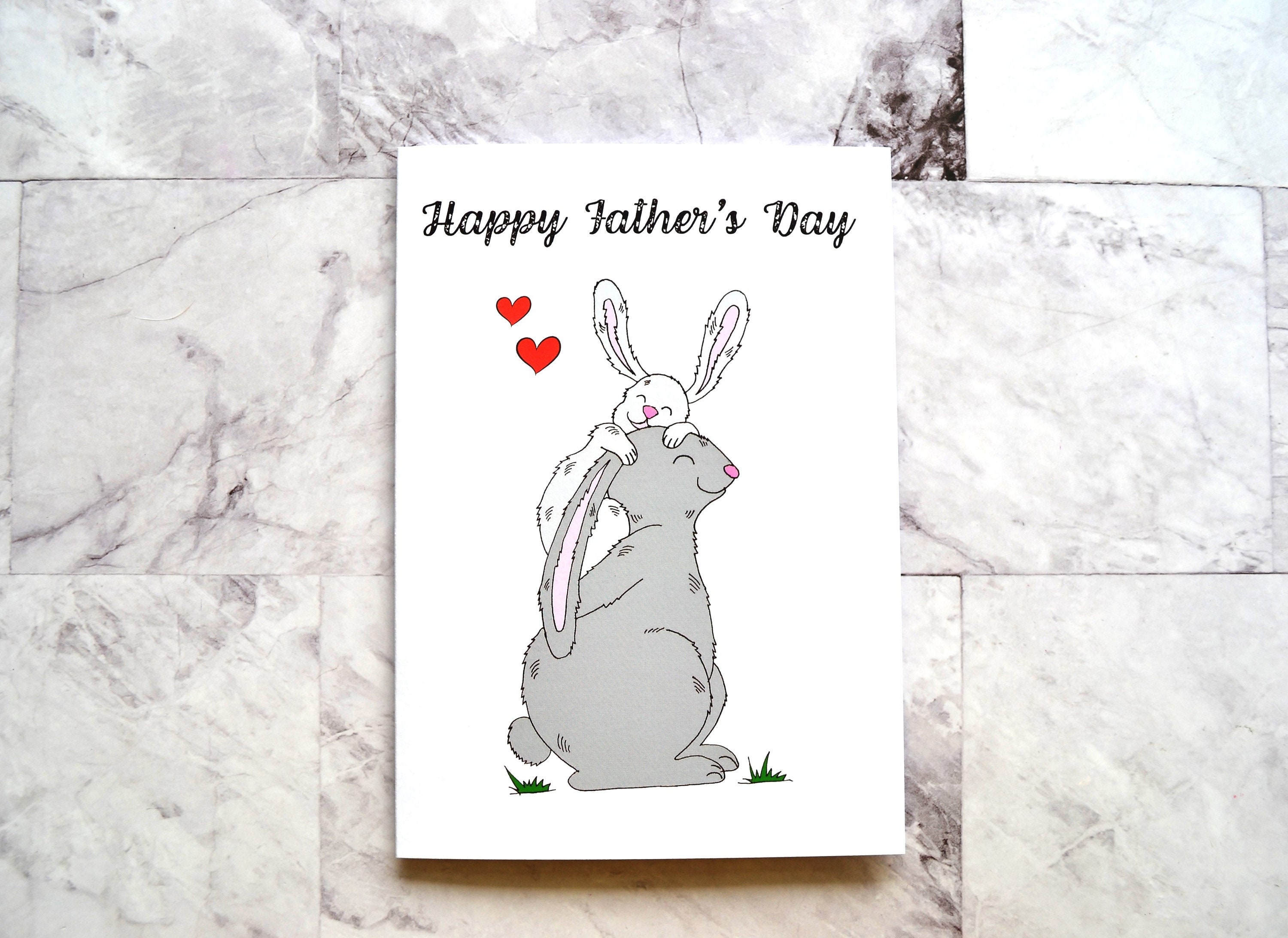 Father's Day Card, Bunny Father and Child, Large Card - Etsy