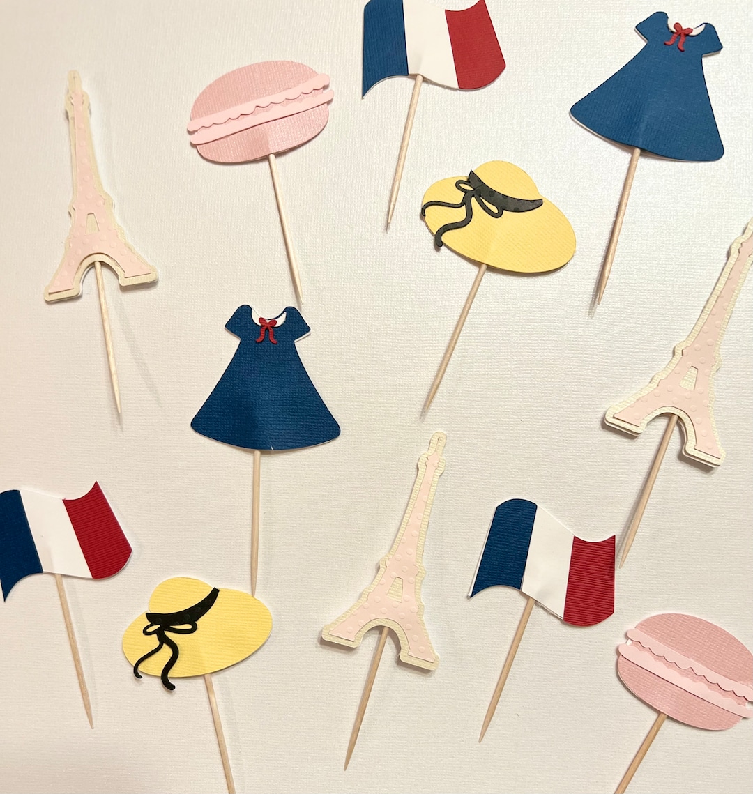 French Birthday Theme Cupcake Toppers, Girl in Paris, Oui Oui I’m Three ...