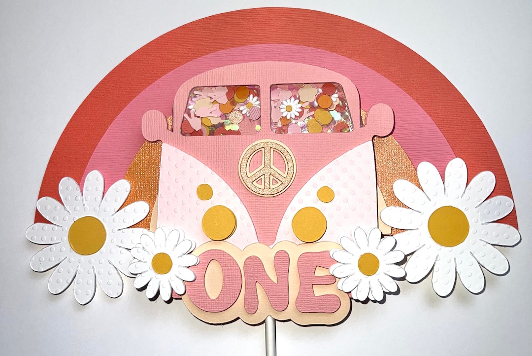 Groovy Bus Cake Topper, Groovy One Cake Topper, Two Groovy Cake Topper ...