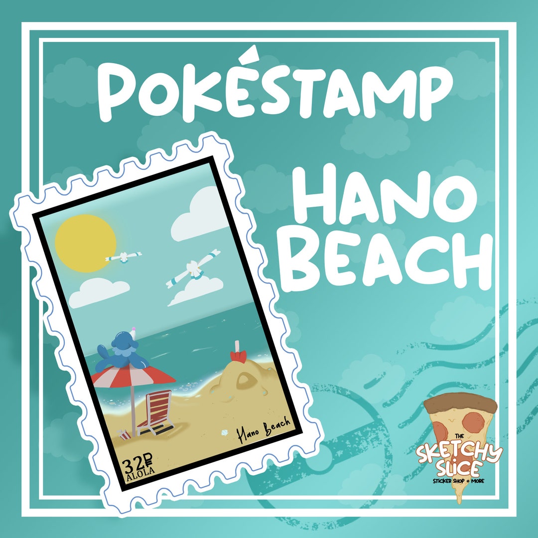 Pokestamp Collection: Hano Beach & Popplio Vinyl Sticker - Etsy