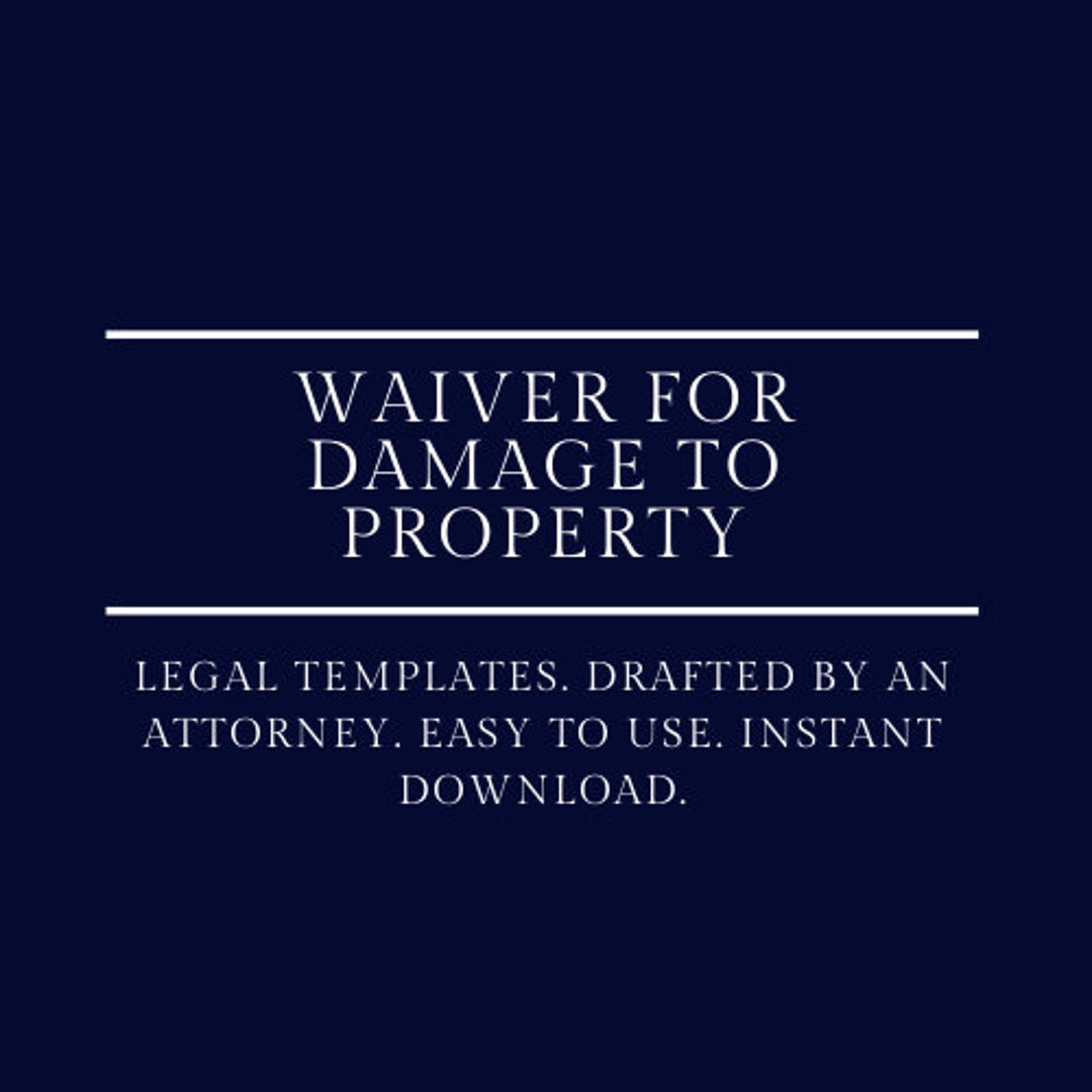 Waiver for Damage to Property Form Editable Form - Etsy Singapore